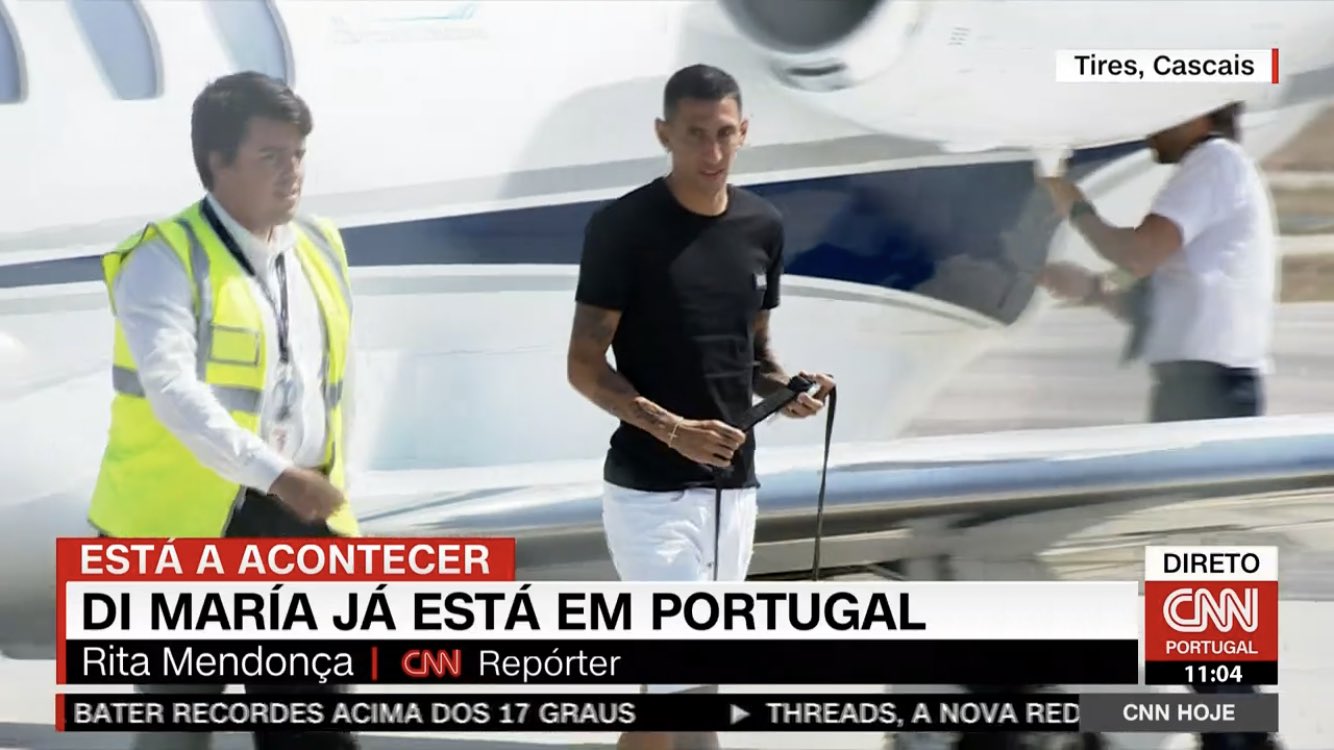Ángel Di María já está em Portugal para ser apresentado pelo SL Benfica