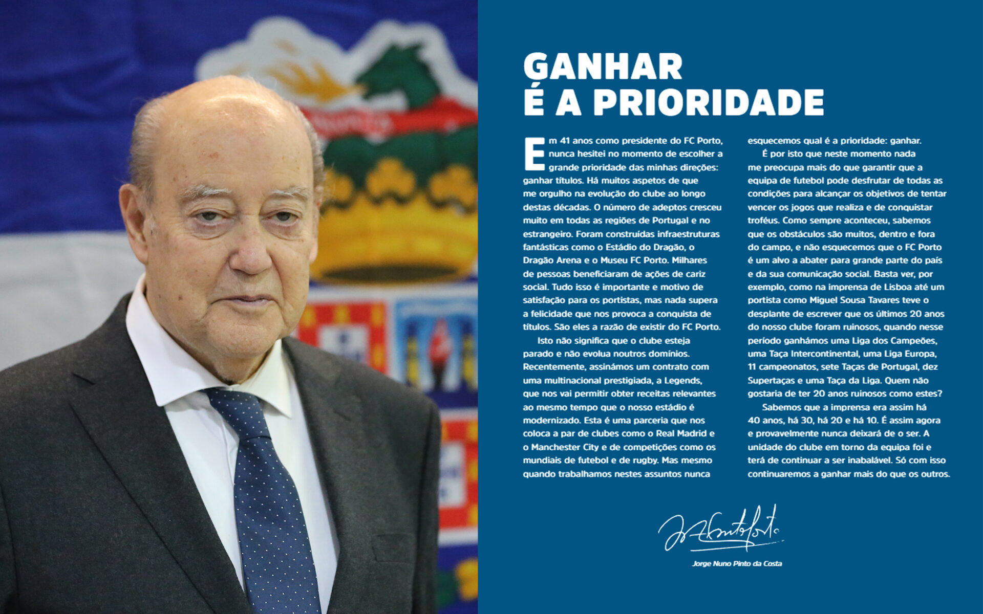 Pinto da Costa: «Em 41 anos, nunca hesitei a escolher a prioridade das ...